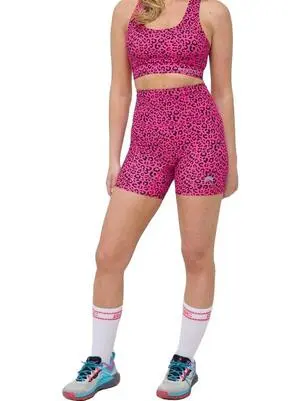 OOSC Infinite High Waisted Biker Shorts With Leopard Print - Pink Leopard