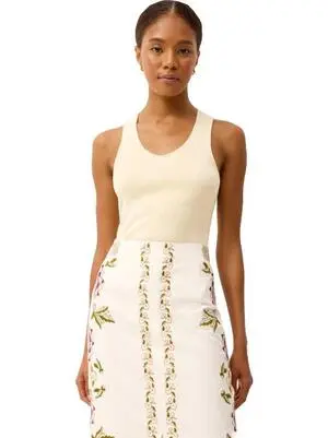 MARIE OLIVER Miranda Ribbed Scoop Neck Tank - Macadamia