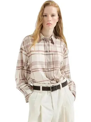 BRUNELLO CUCINELLI Brunello Cucinelli Silk Pongée Macrocheck Shirt