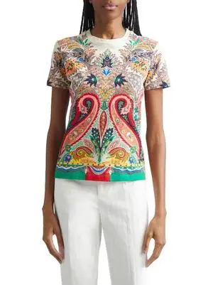 Etro Paisley Print T-shirt - Print On White Base