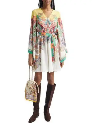 Etro Paisley Print Long Sleeve Dress - Print On White Base