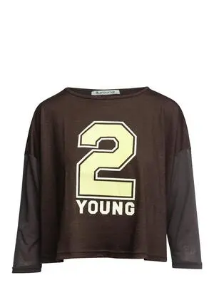 CONQUISTA 2 Young Sporty Cropped Top With Sheer Sleeves - Brown