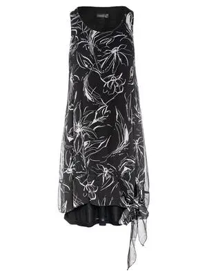 CONQUISTA Sleeveless Printed Layered Dress - Black