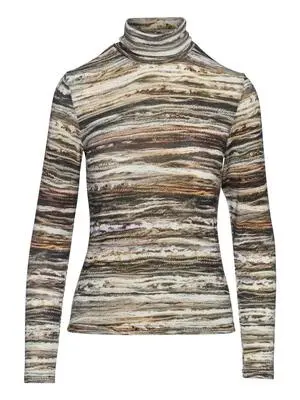 CONQUISTA Printed Long Sleeve Knit Polo Neck Jumper - Green