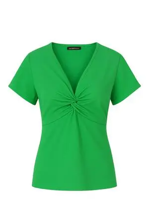 CONQUISTA Twist Front Jersey Top - Black