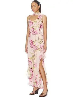 Steve Madden Jaila Floral Maxi Dress With Detachable Scarf - Tulip Fields Floral