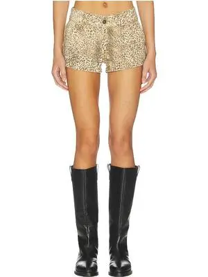 Lioness Printed Denim Shorts - Leopard