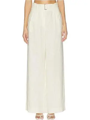 HEVRON Alina Linen Pants - Ivory