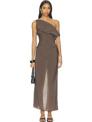 Lioness One-shoulder Maxi Dress - Chocolate