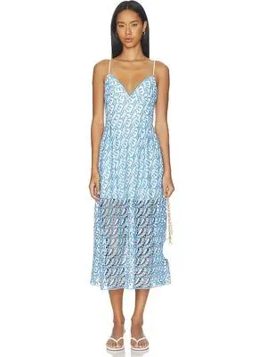 MILLY Hazel Embroidered Midi Dress - Blue