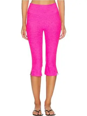 Beyond Yoga Spacedye Midi Rise Slit Pedal Pusher Pants - Fuchsia