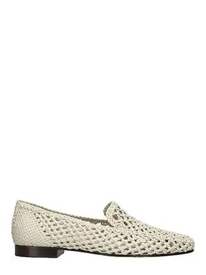 Le Monde Beryl Woven Leather Loafers - Bone