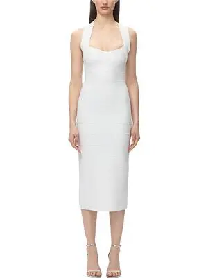 Herve Leger The Sandra Midi Dress - Alabaster