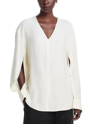 TOTEME Toteme V-Neck Twill Blouse Stone