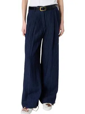 Gerard Darel Ayla Linen Wide Leg Pants - Navy