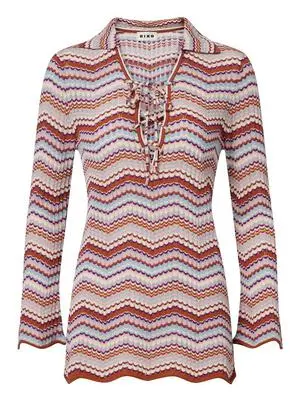 Rixo Rixo Brody Chevron Cotton Top Multicoloured