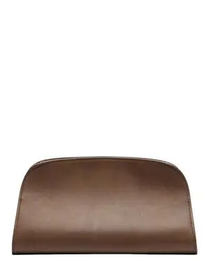 THE ROW Peggy Small Leather Clutch - Brown