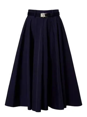 Prada Belted Poplin Midi Skirt - Blue
