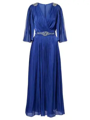 Costarellos Embellished Lurex Georgette Gown - Blue
