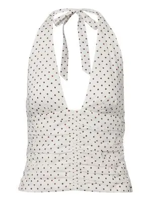 Posse Edie Polka-dot Top - White