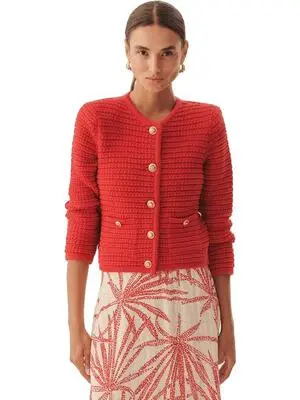 EXQUISE Exquise Joanna Essential Lightweight Knit Cardigan Red