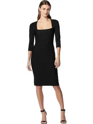 Herve Leger Square Neck Bandage Midi Dress - Black