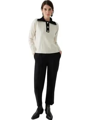 EXQUISE Wide Leg Straight Pants - Black