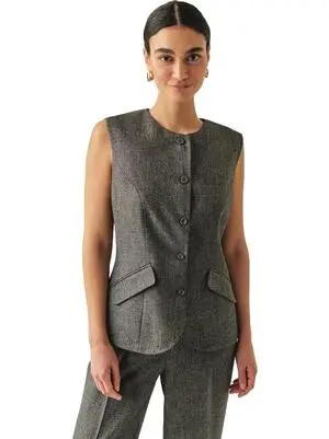 EXQUISE Sleeveless Vest With Crew Neck - Grey