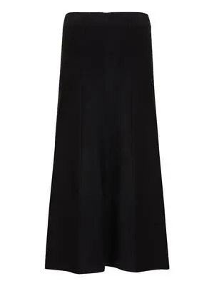 EXQUISE High Waist Knit Midi Skirt - Black
