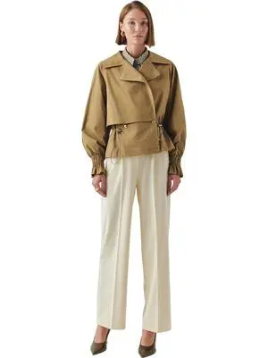 EXQUISE Yareli Collar Jacket - Camel