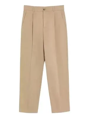 Valentino Garavani Trousers In Cotton Gabardine With Vlogo Embroidery Neutrals
