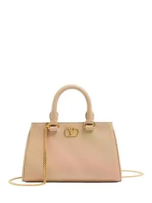Valentino Garavani Mini Vlogo Signature Bag In Grainy Calfskin - Neutrals