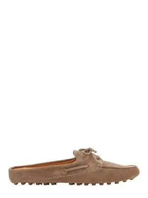 TOD'S Suede Loafer Mules - Brown