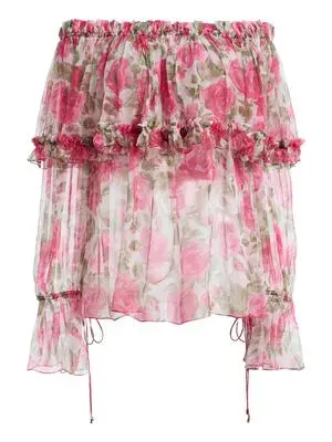 Chloé Off-the-shoulder Floral Silk Blouse - Pink