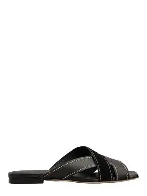 TOD'S Leather And Suede Strappy Flat Sandals - Black