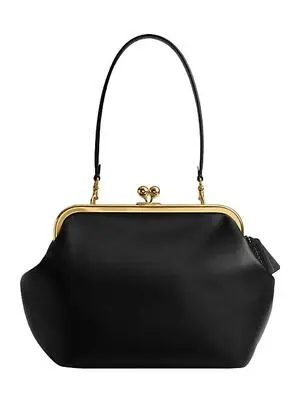 COACH Kisslock Frame 27 Leather Shoulder Bag - Black