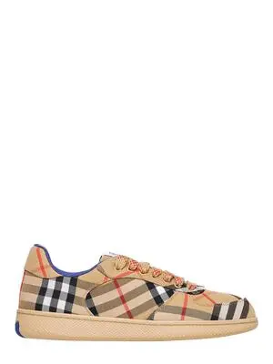 Balmain Burberry Check Terrace Sneakers - Tan