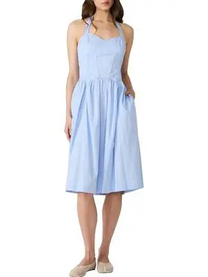 Steve Madden Leigh Anne Halterneck Striped Dress - Stripe Multi