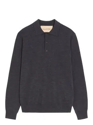 Valentino Garavani Virgin Wool Vlogo Signature Polo Shirt - Grey
