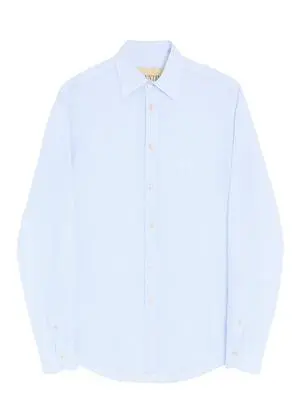 Valentino Garavani Linen Vlogo Embroidery Shirt - Blue