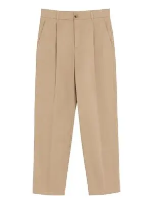 Valentino Garavani Cotton Pleated Trousers - Beige