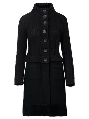 CONQUISTA Conquista Jacquard & Boucle Knit Button-Up Dress With Patch Pockets