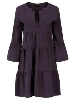 CONQUISTA Tencel Gathered Seams Dress - Grey