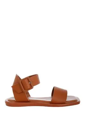 RAG & CO Tayana Chunky Buckle Strap Flats - Brown