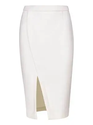 CONQUISTA Faux Mouflon Pencil Skirt - White
