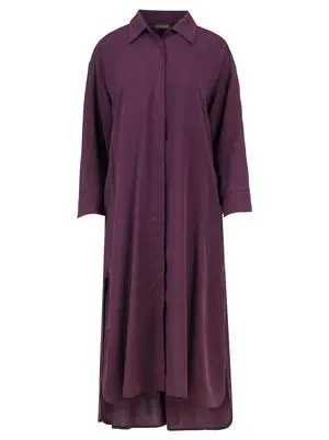 CONQUISTA Burgundy Midi Dress With Side Slits - Red