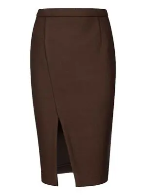 CONQUISTA Faux Mouflon Pencil Skirt - Brown