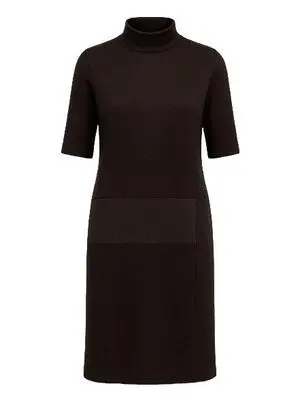 CONQUISTA Elbow Sleeve Punto Di Roma Dress - Brown
