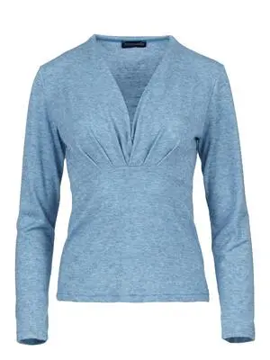 CONQUISTA V Neck Knit Top - Blue