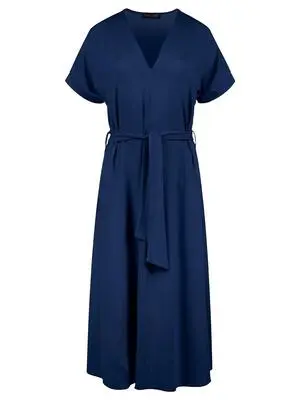 CONQUISTA Jersey Belted Midi Dress - Blue